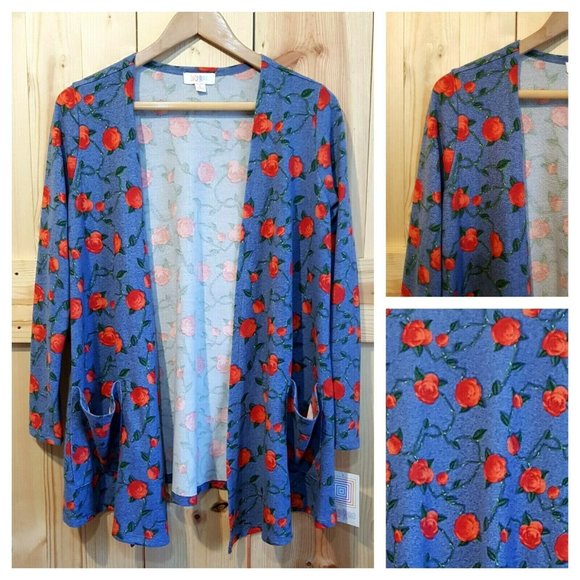 LuLaRoe | Sweaters | New Lularoe Small Caroline Cardigan Red Rose ...